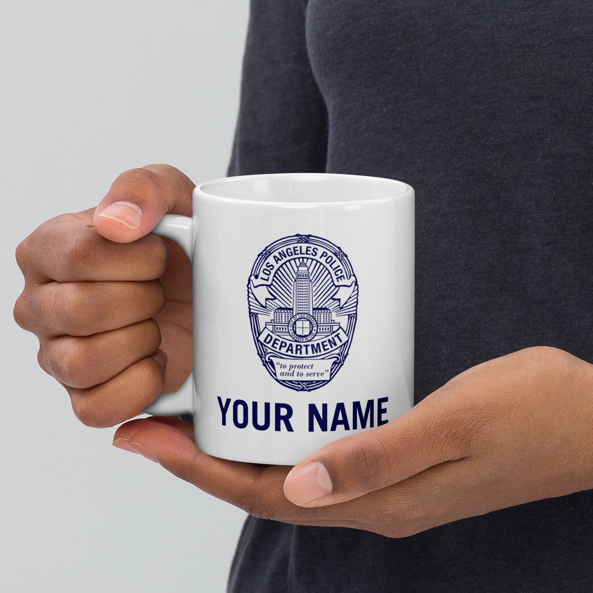 Personalized LAPD Badge Mug - Custom Name & Rank | Shop Now